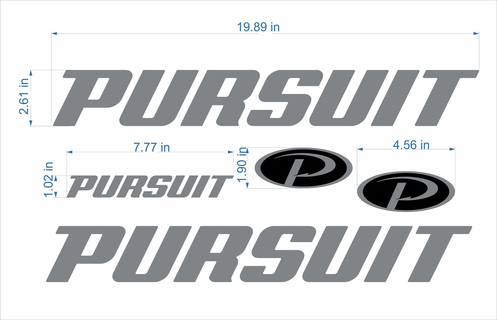 Pursuit Boat Emblems 20" Chrome + FREE FAST Delivery DHL Express ...