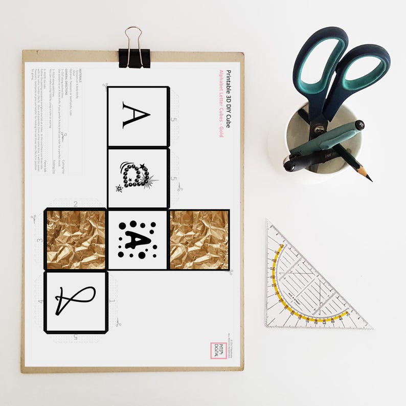 Letter Block Gold Nursery Decor 3D Digital Paper Gold - Etsy