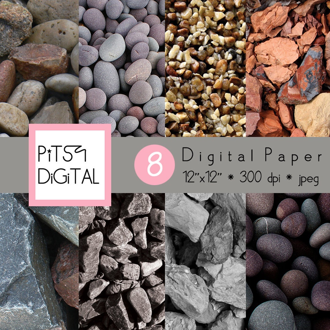 Stones Digital Paper Pack Commercial Use Pebbles - Etsy