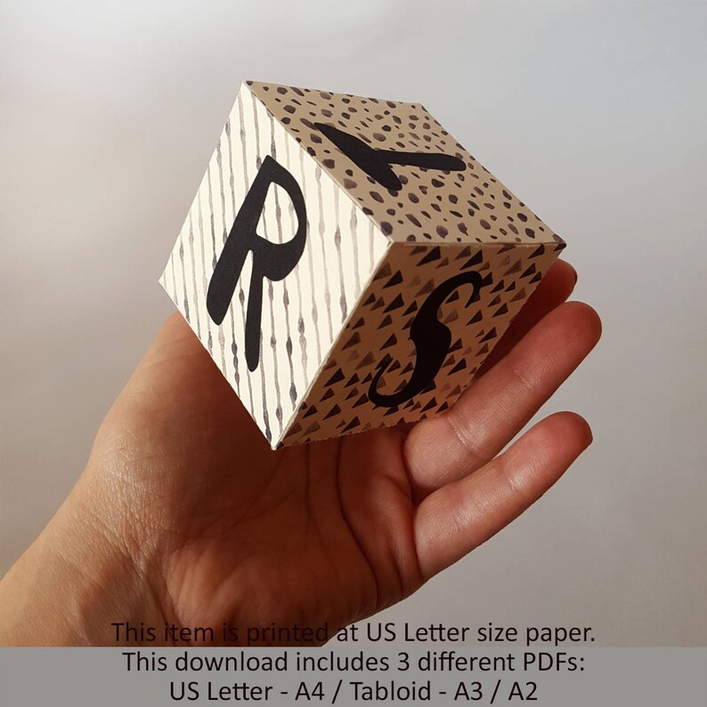 Baby Letter Blocks, Alphabet Blocks, 3D Digital Paper, Paper Letter PDF ...