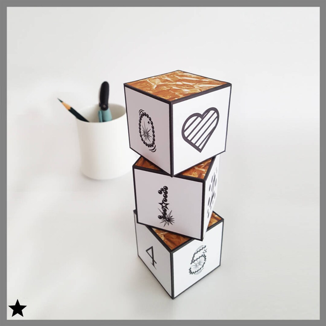 Number Blocks, 3D Papercraft, Paper Gold Number, Baby Age Blocks, Gold ...