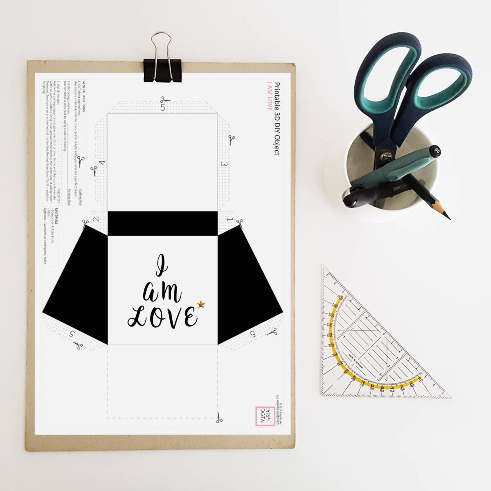 Quote Blocks, 3D Digital Paper, I Am Love, Motivation Words, Desk ...