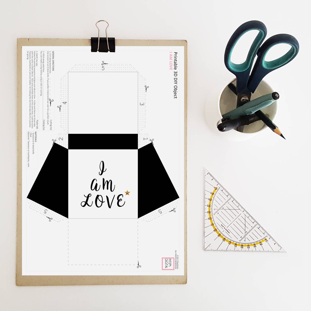 Quote Blocks, 3D Digital Paper, I Am Love, Motivation Words, Desk ...