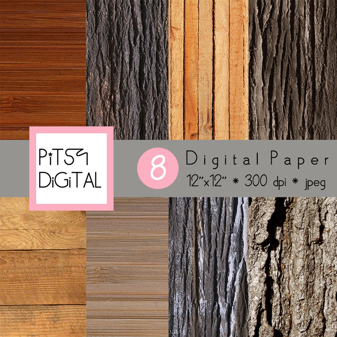 Wood Digital Paper Pack, Commercial Use, Timber Scrapbooking Supply ...