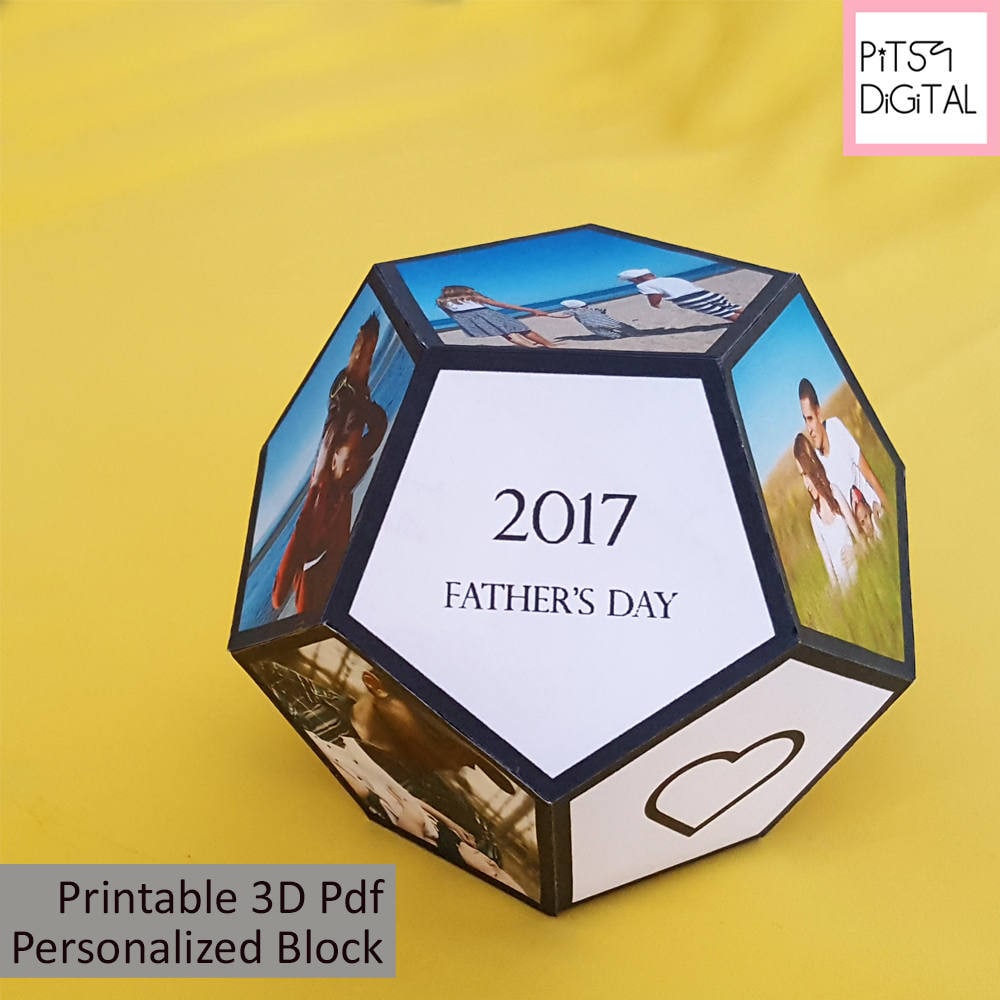 Personalized Dad Photo Block, 3D Papercraft, Father Gift Photo ...