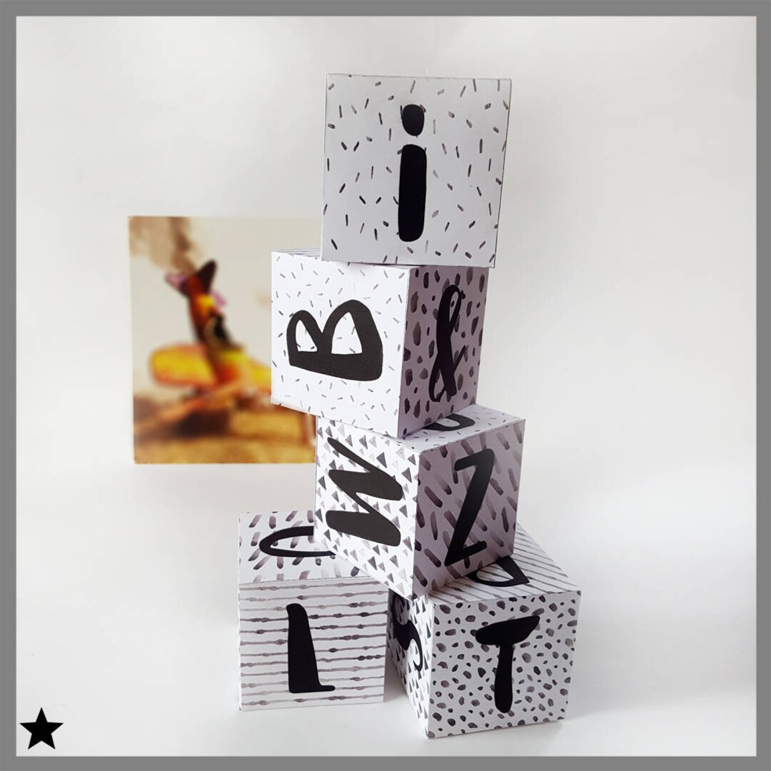 Baby Letter Blocks, Alphabet Blocks, 3D Digital Paper, Paper Letter PDF ...
