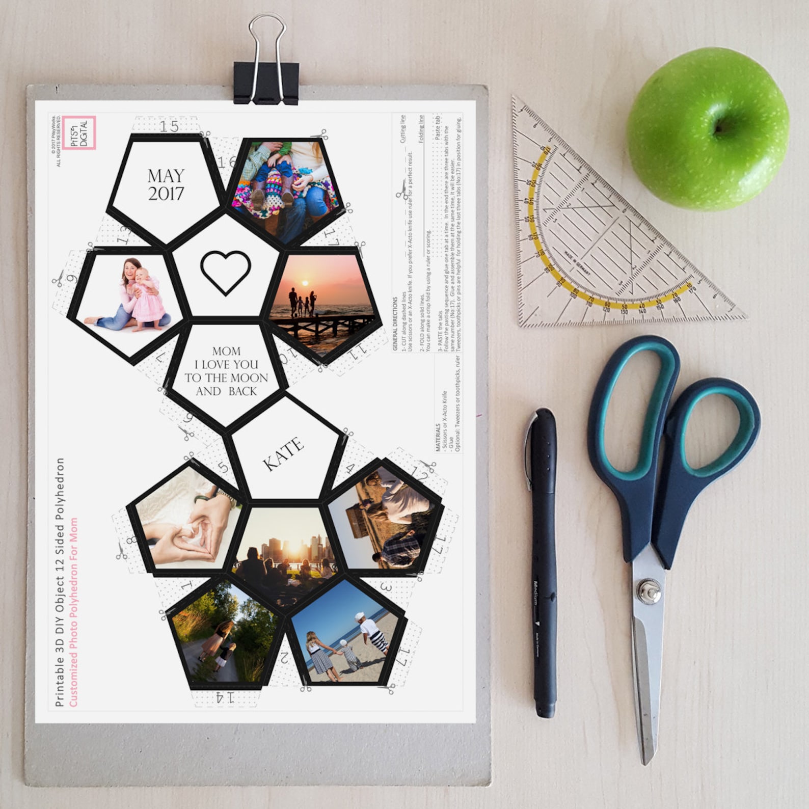 Personalized Photo Collage, 3D Digital Paper, Custom Printable, Baby ...