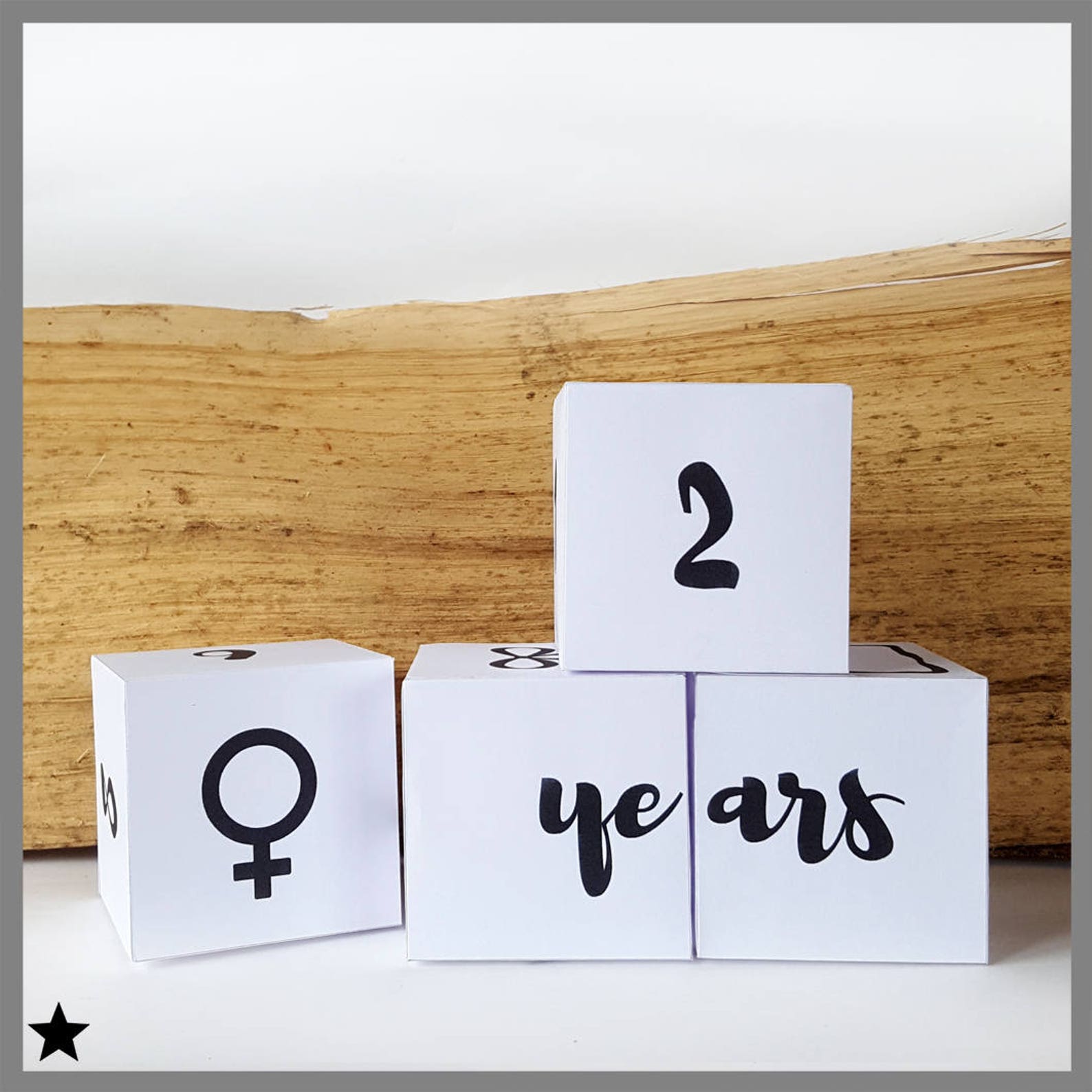 Baby Age Blocks, 3D Digital Paper, Milestone Block, Number Sign Cube ...