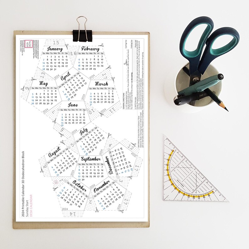 Printable Calendar 2025, Desk Calendar Block, Office Decor for ...