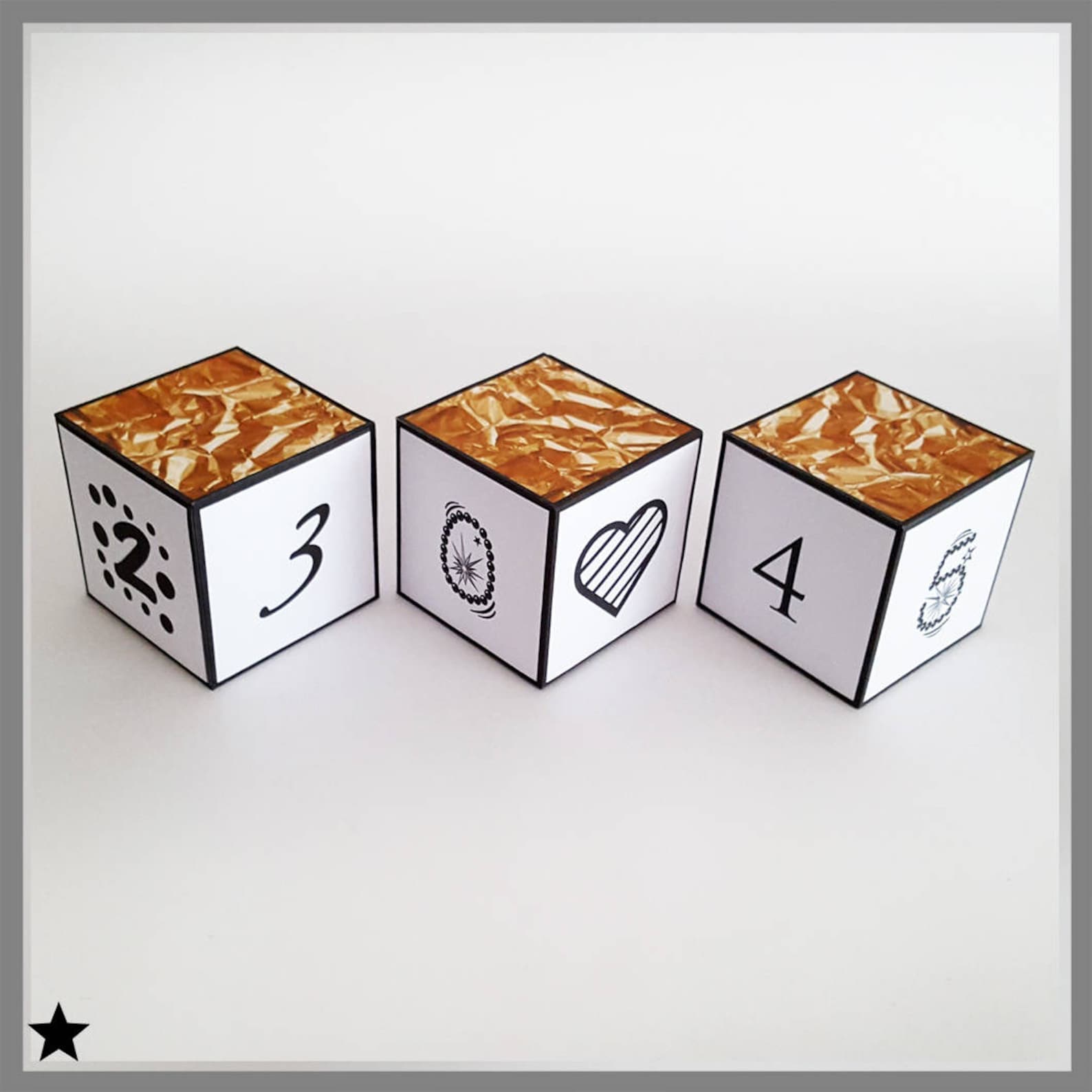 Number Blocks, 3D Papercraft, Paper Gold Number, Baby Age Blocks, Gold ...