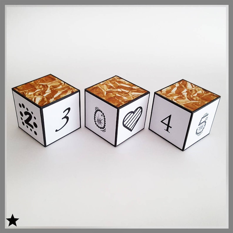 Number Blocks, 3D Papercraft, Paper Gold Number, Baby Age Blocks, Gold ...