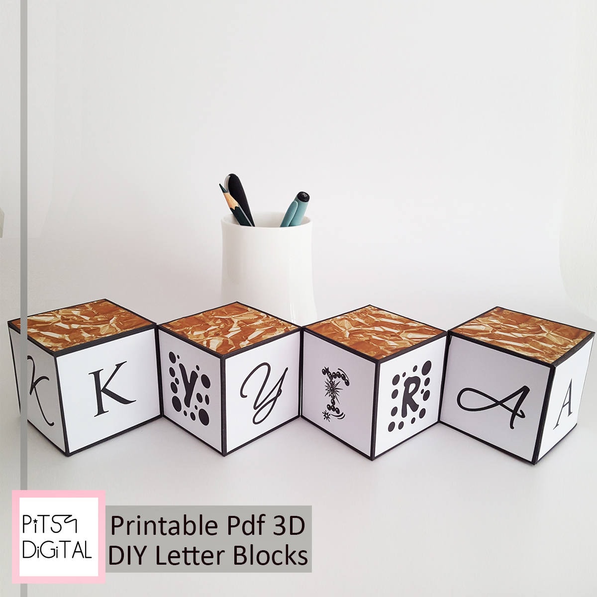 Letter Block Gold Nursery Decor 3D Digital Paper Gold - Etsy