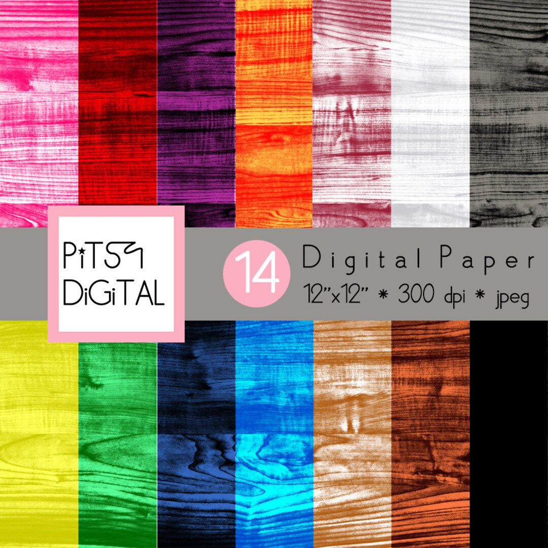 Distressed Wood Digital Paper Pack, Commercial Use, Color Wood ...