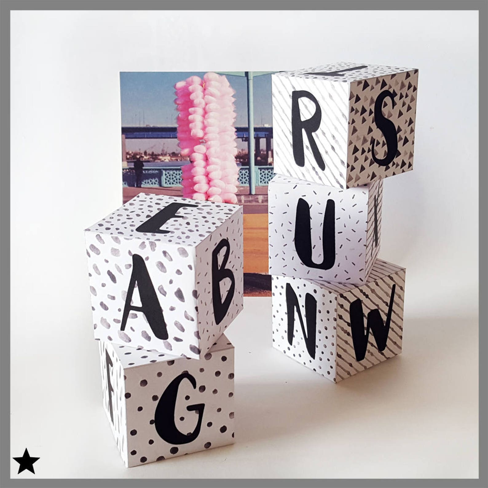 Baby Letter Blocks, Alphabet Blocks, 3D Digital Paper, Paper Letter PDF ...