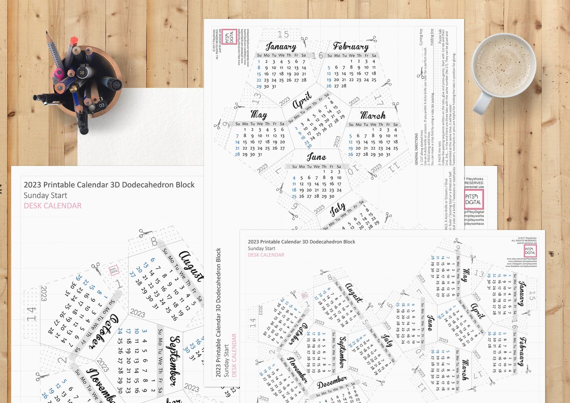 Printable Calendar 2024, Desk Calendar Block, Office Decor for ...