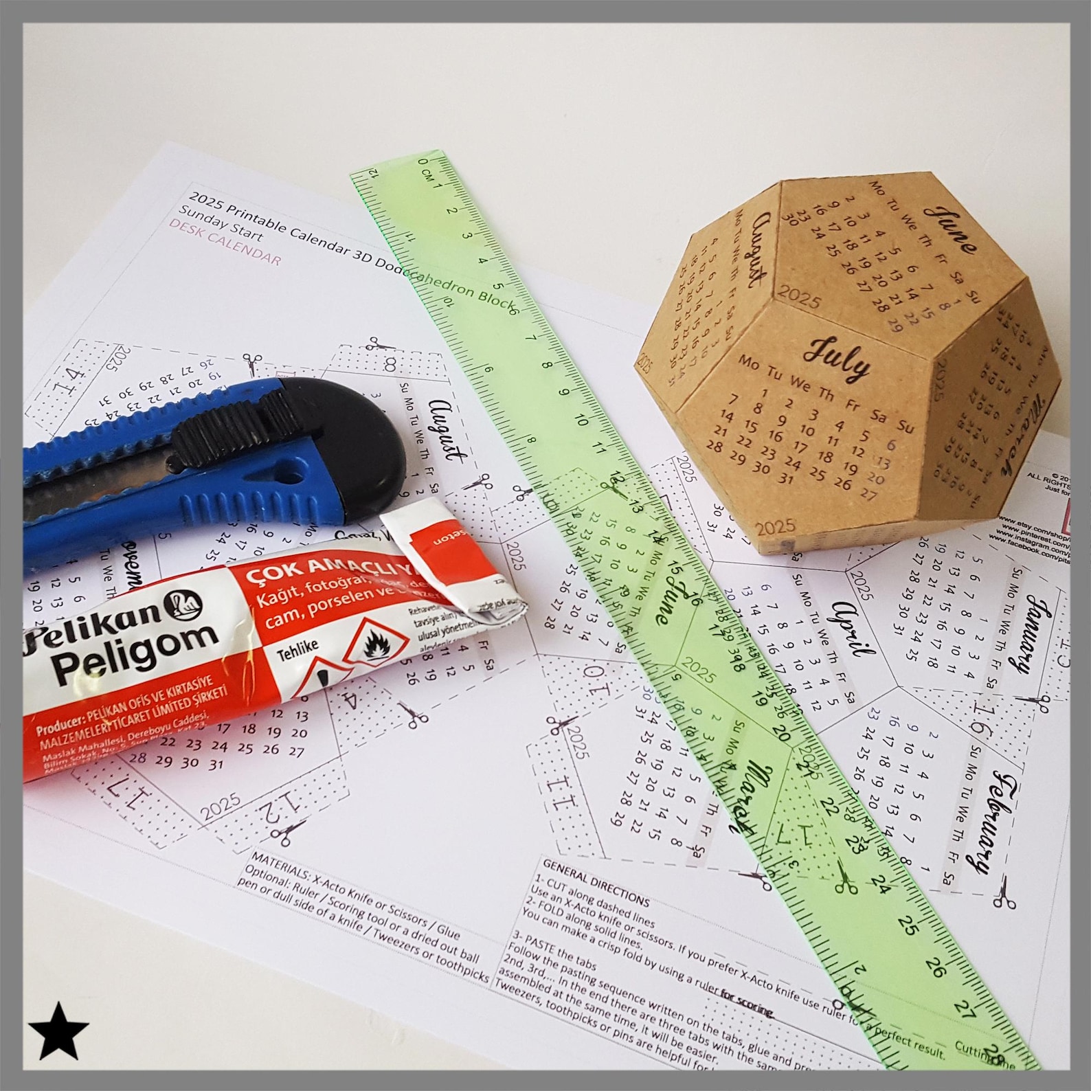 Printable Calendar 2025, Desk Calendar Block, Office Decor for ...
