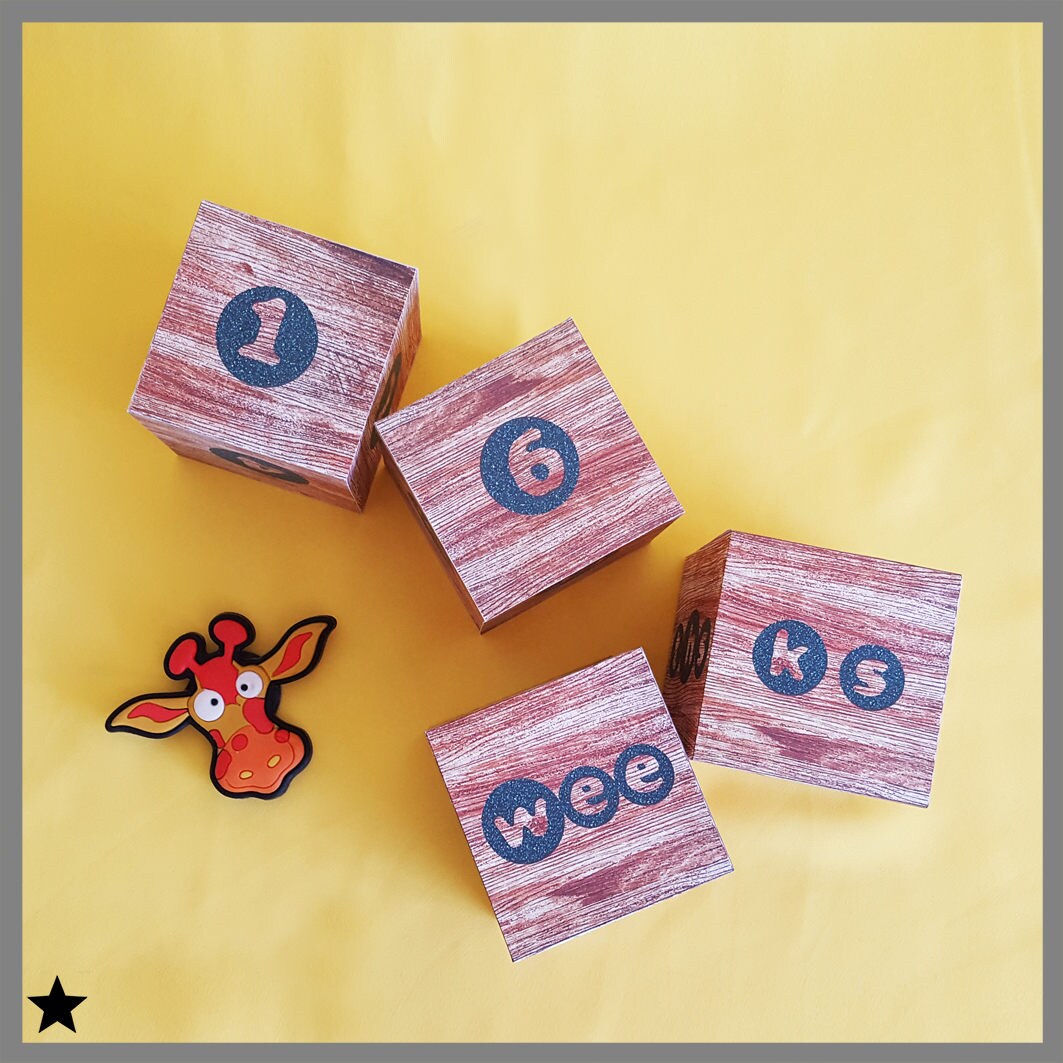 Baby Milestone Blocks, Number Sign, Wood Texture 3D Digital Paper ...