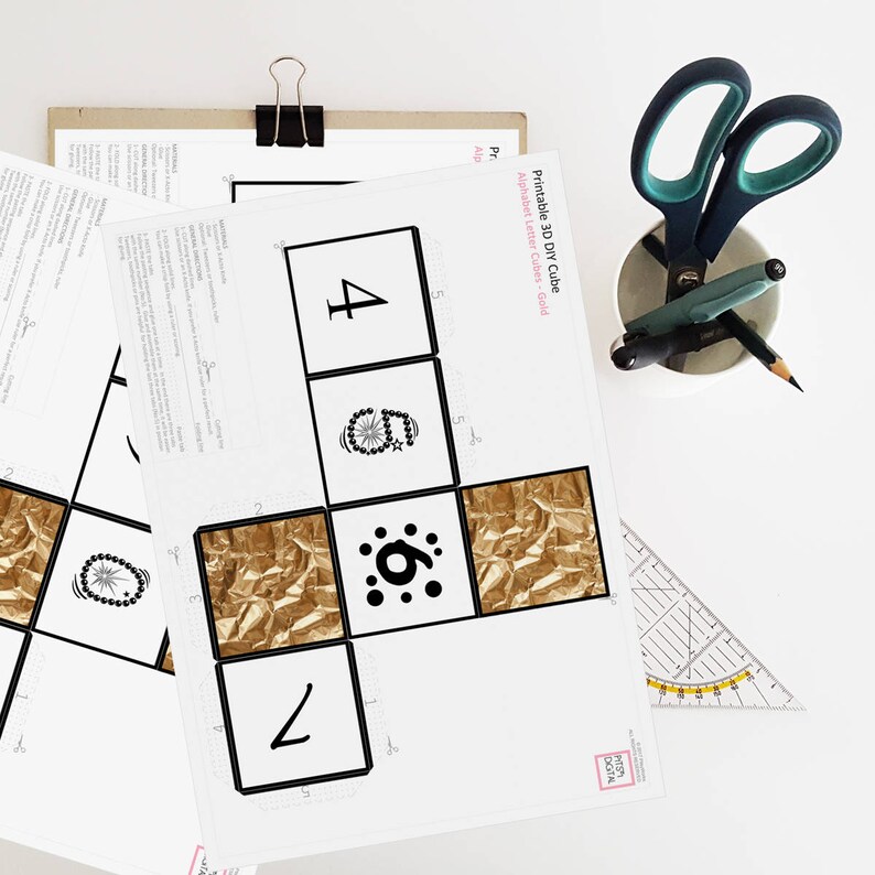 Number Blocks, 3D Papercraft, Paper Gold Number, Baby Age Blocks, Gold ...