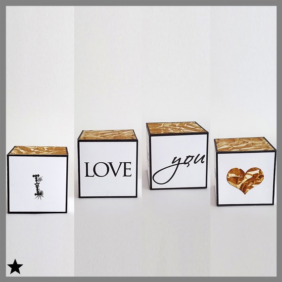 I Love You Block 3D Printable Paper Gold Love Sign Wedding | Etsy