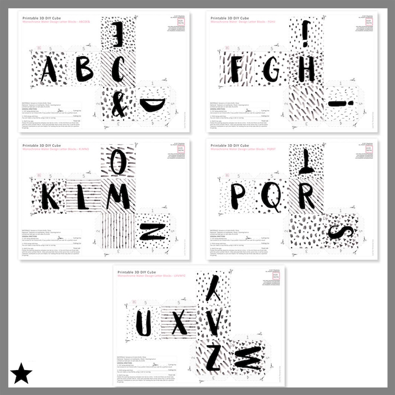 Baby Letter Blocks, Alphabet Blocks, 3D Digital Paper, Paper Letter PDF ...
