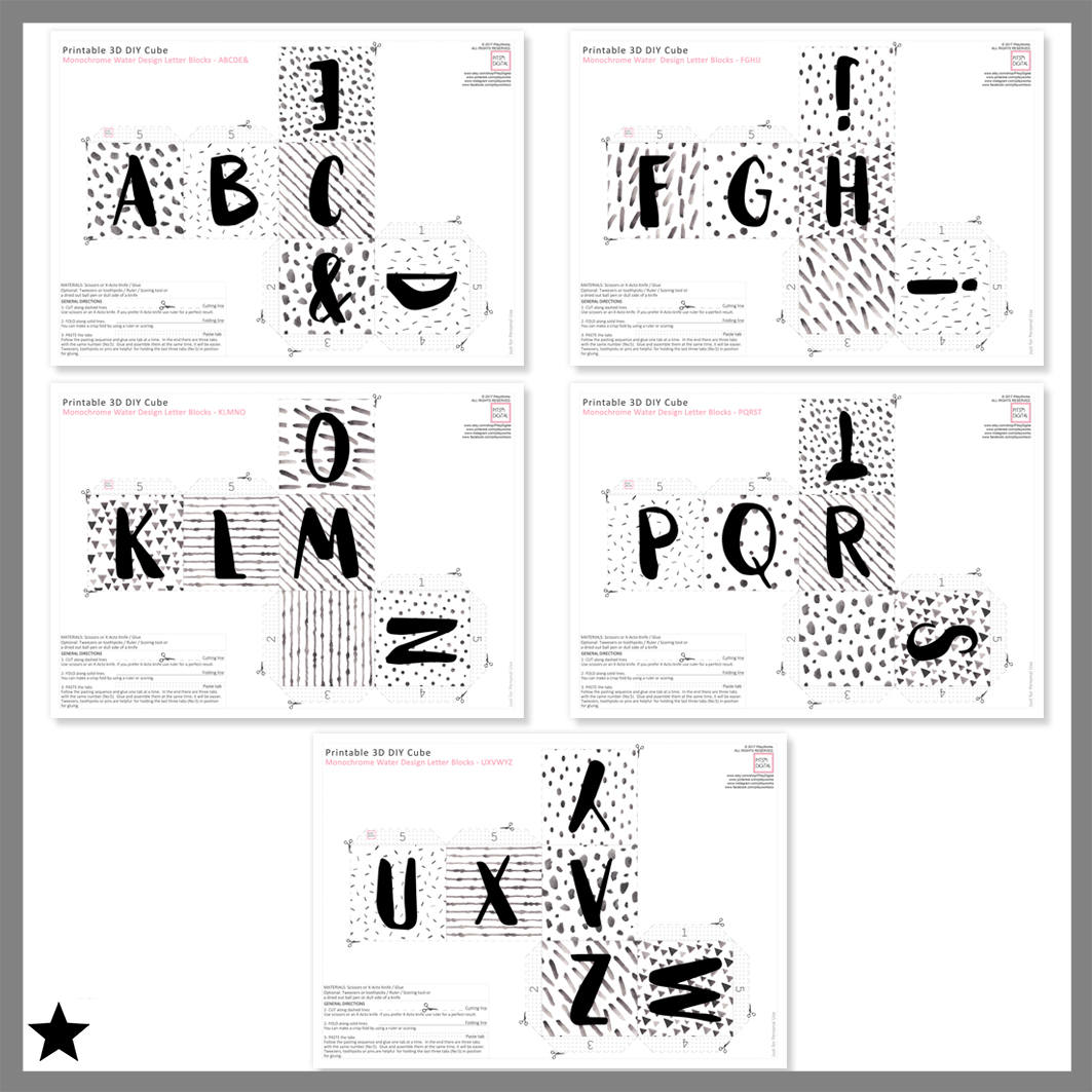 Baby Letter Blocks, Alphabet Blocks, 3D Digital Paper, Paper Letter PDF ...