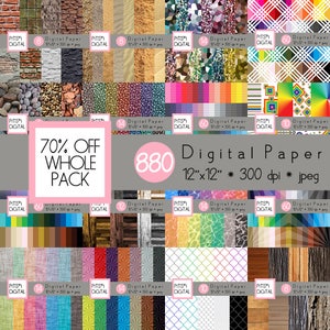 Digital Paper Pack Bundle, SALE 880 Sheets, Printable Paper, Commercial ...