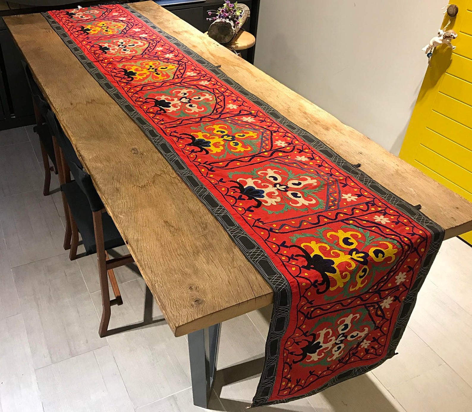 Long RED SUZANI Vintage Suzani TABLE Runner Colorful Handmade - Etsy
