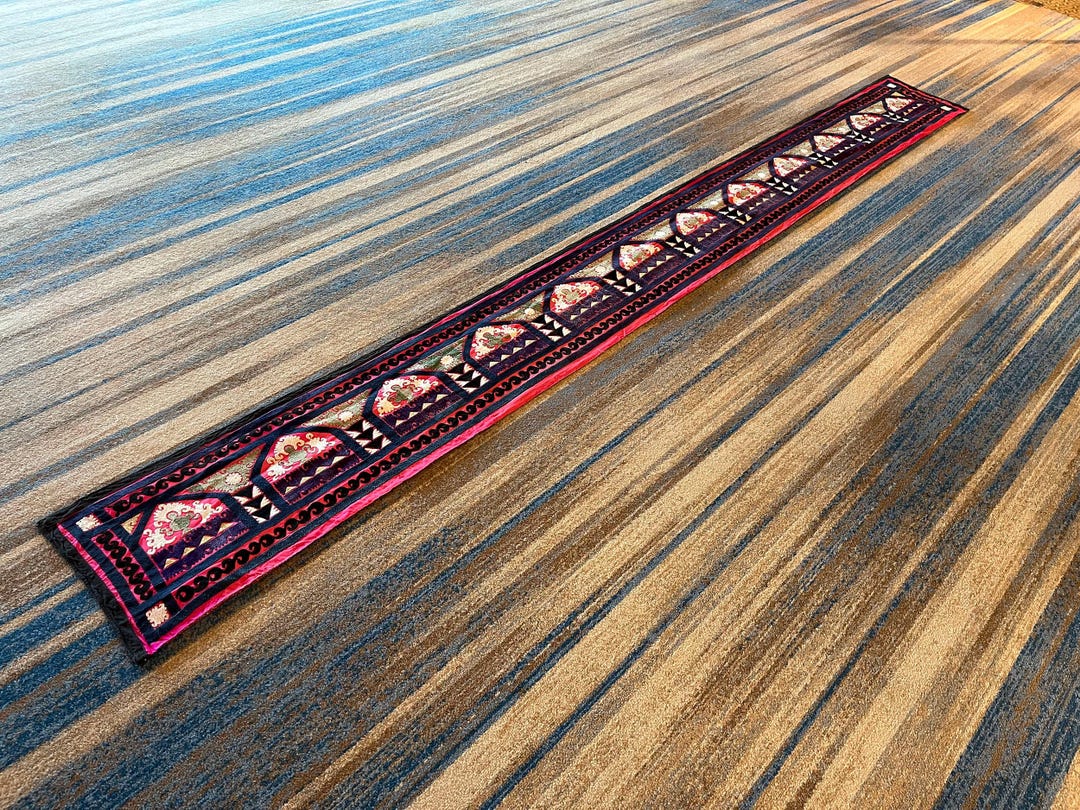 12 Ft Handmade Suzani Table Runner – Old Special Pink Vintage Boho Wall ...
