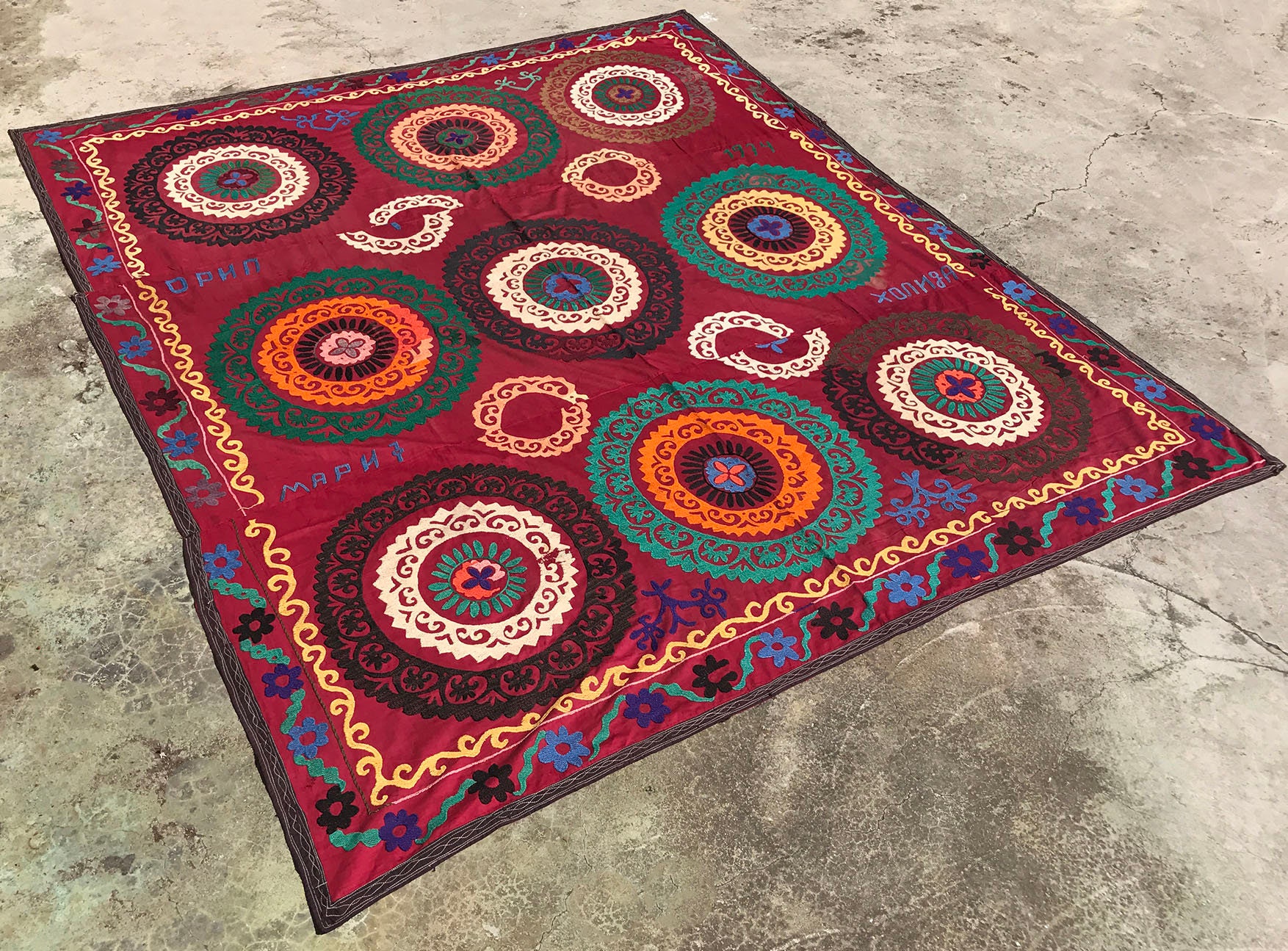 1974 SUZANI Red Blanket RED Suzani Bedspread Handmade - Etsy