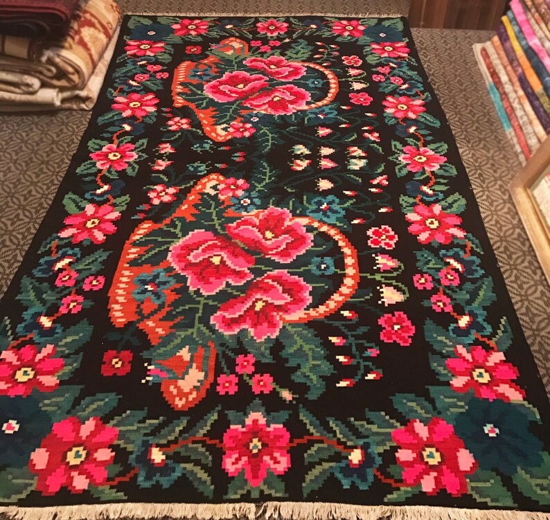 Handmade KARABAG Kilim Rug Decorative Area Kilim Carpet, Vintage ...