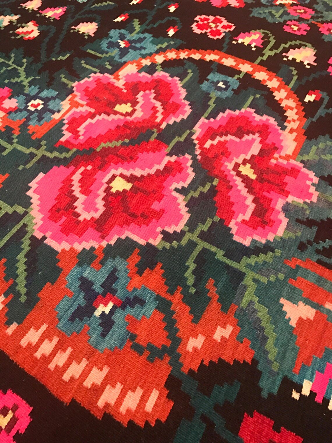 Handmade KARABAG Kilim Rug Decorative Area Kilim Carpet, Vintage ...