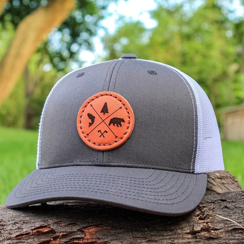 ADVENTURE Leather Patch HAT Leather Patch Snapback Cap - Etsy