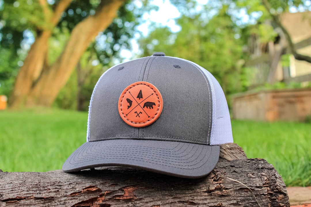 ADVENTURE Leather Patch HAT | Leather Patch Snapback Cap | Outdoorsman ...
