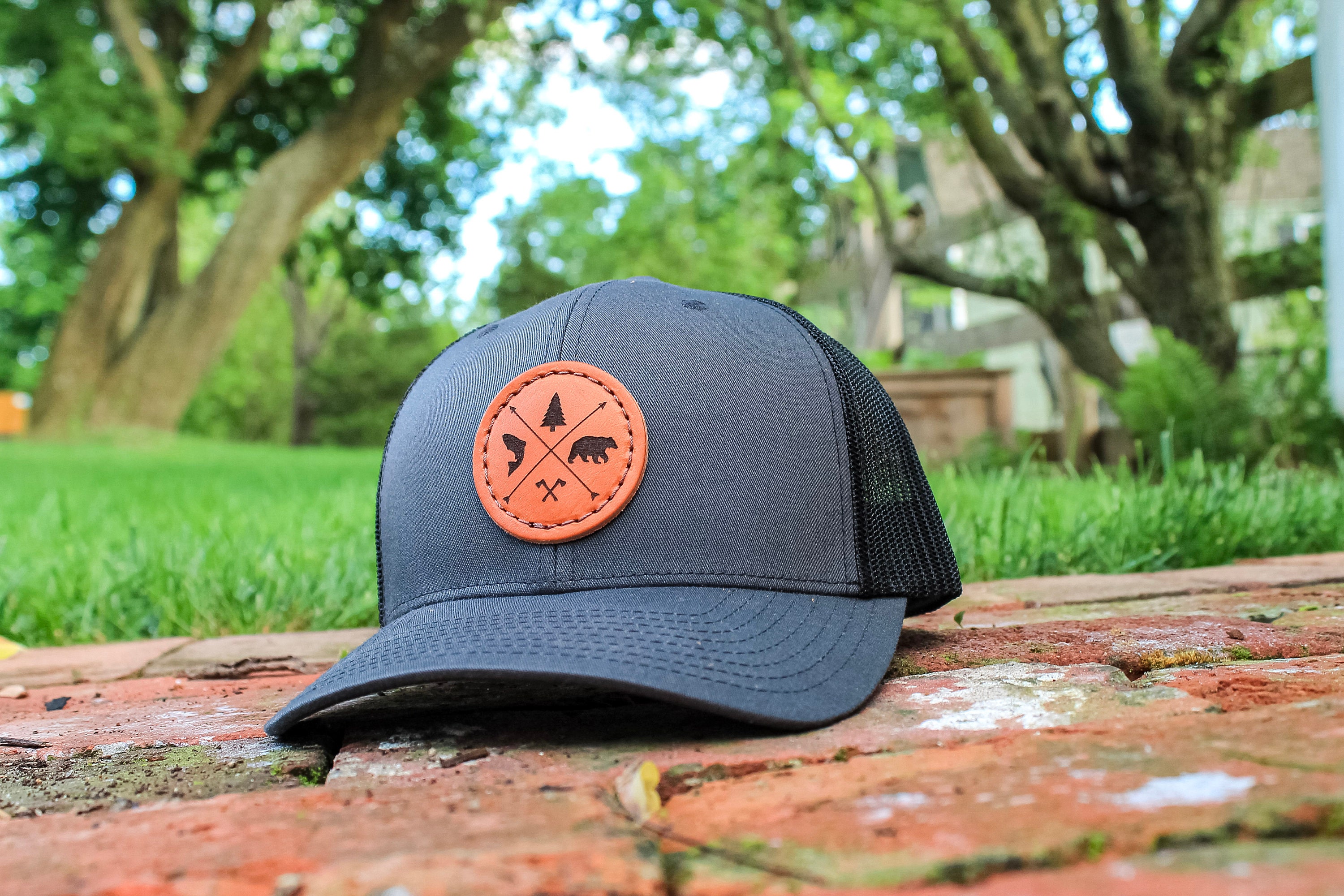 ADVENTURE Leather Patch HAT Leather Patch Snapback Cap - Etsy