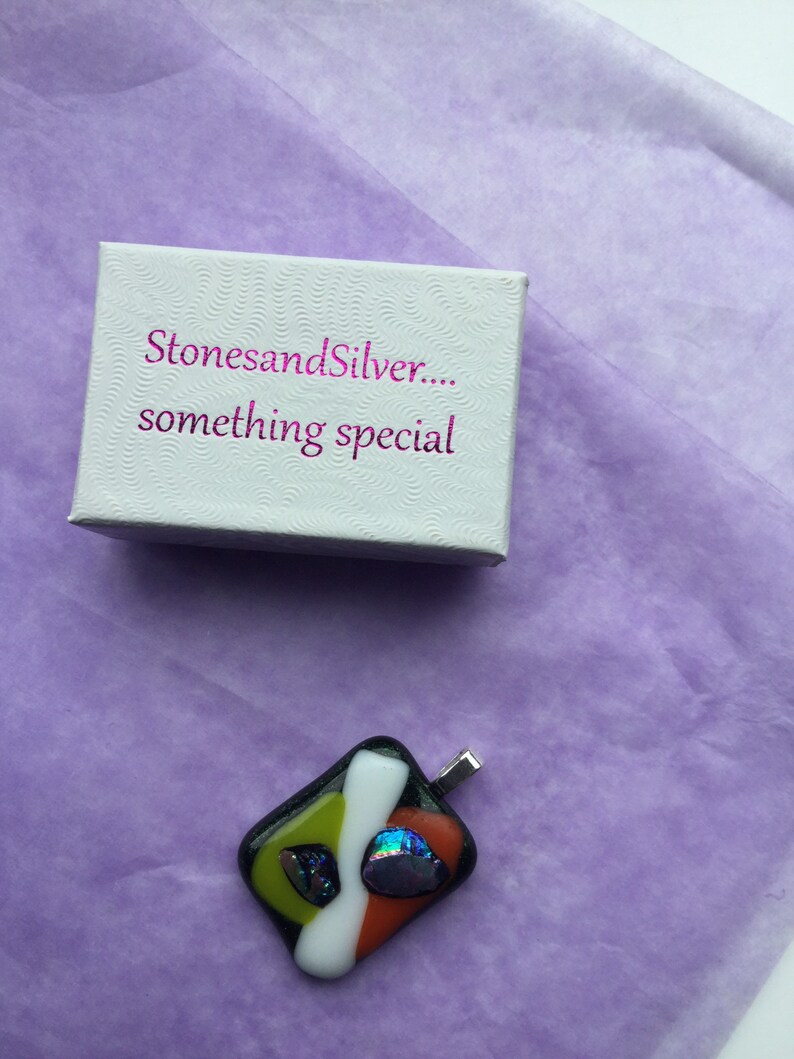 Funky, Bright, Abstract, Fused Glass Pendant. Makes for a Succulent ...