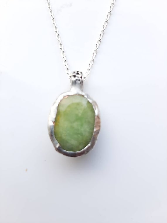 Pretty Cloudy Emerald Stone Set as a Pendant With Tiffany | Etsy