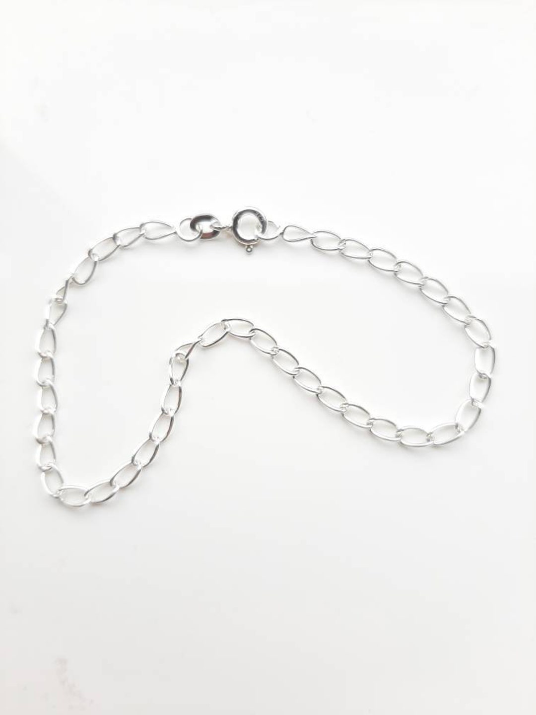 Lightweight, 7 and a Half Inch, Silver Curb Bracelet. 3mm Wide. - Etsy