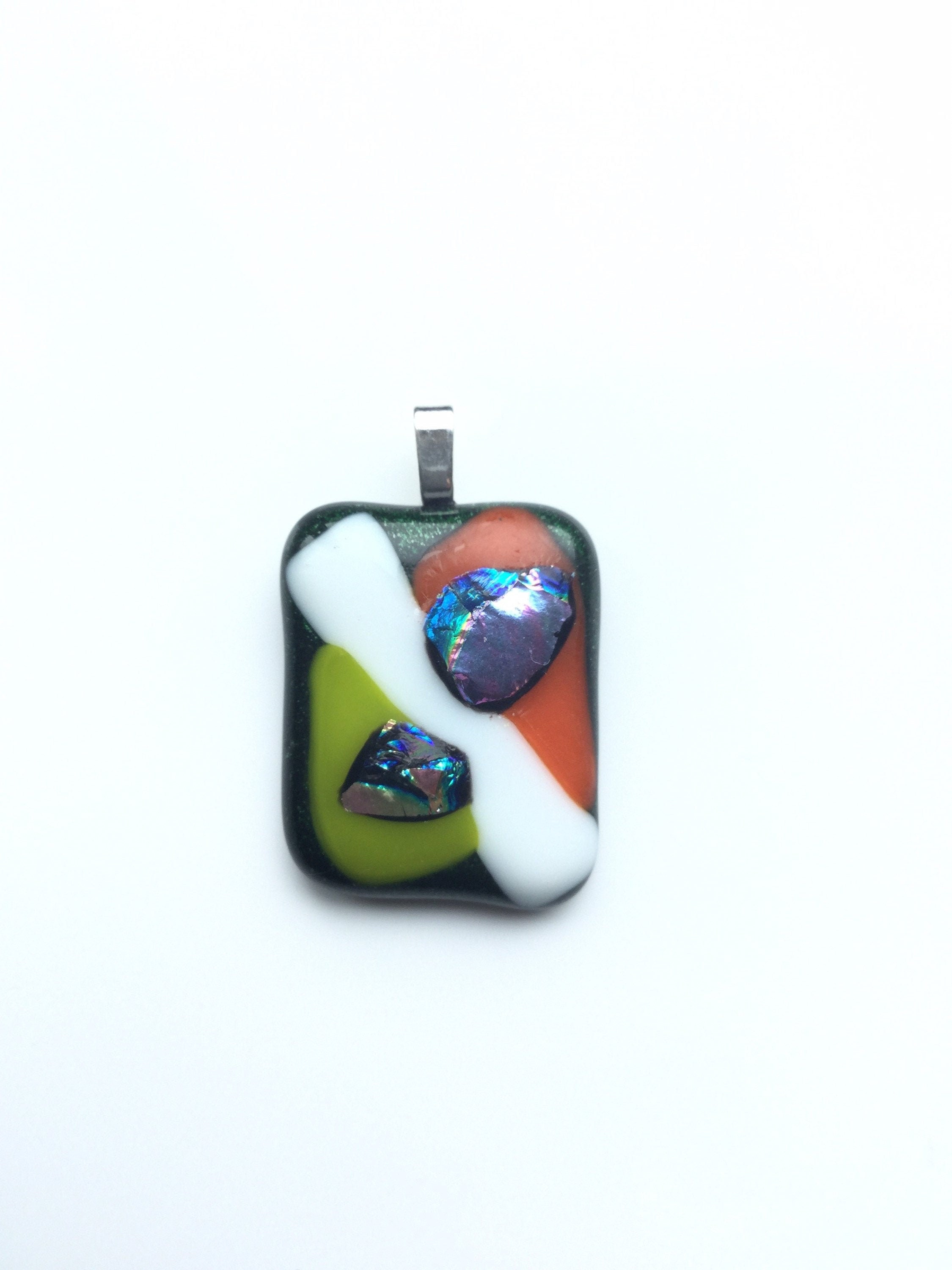 Funky, Bright, Abstract, Fused Glass Pendant. Makes for a Succulent ...