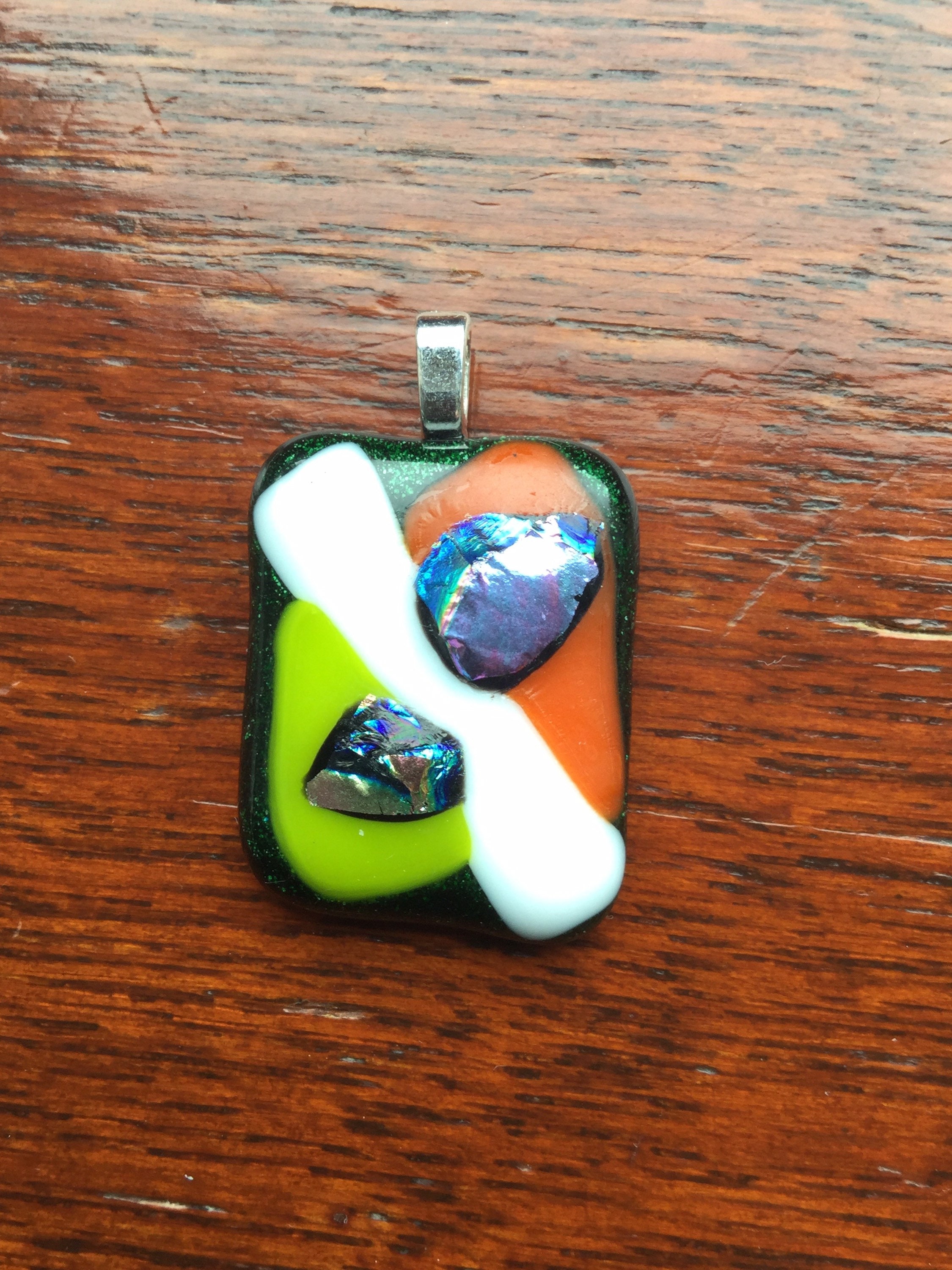 Funky Bright Abstract Fused Glass Pendant. Makes for a - Etsy