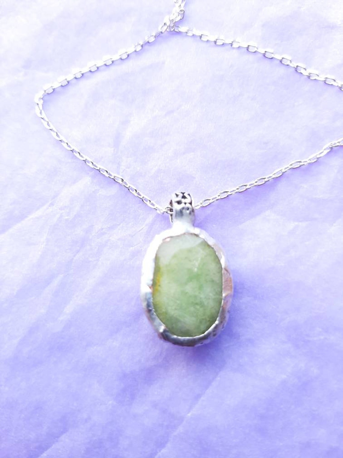 Pretty Cloudy Emerald Stone Set as a Pendant With Tiffany - Etsy