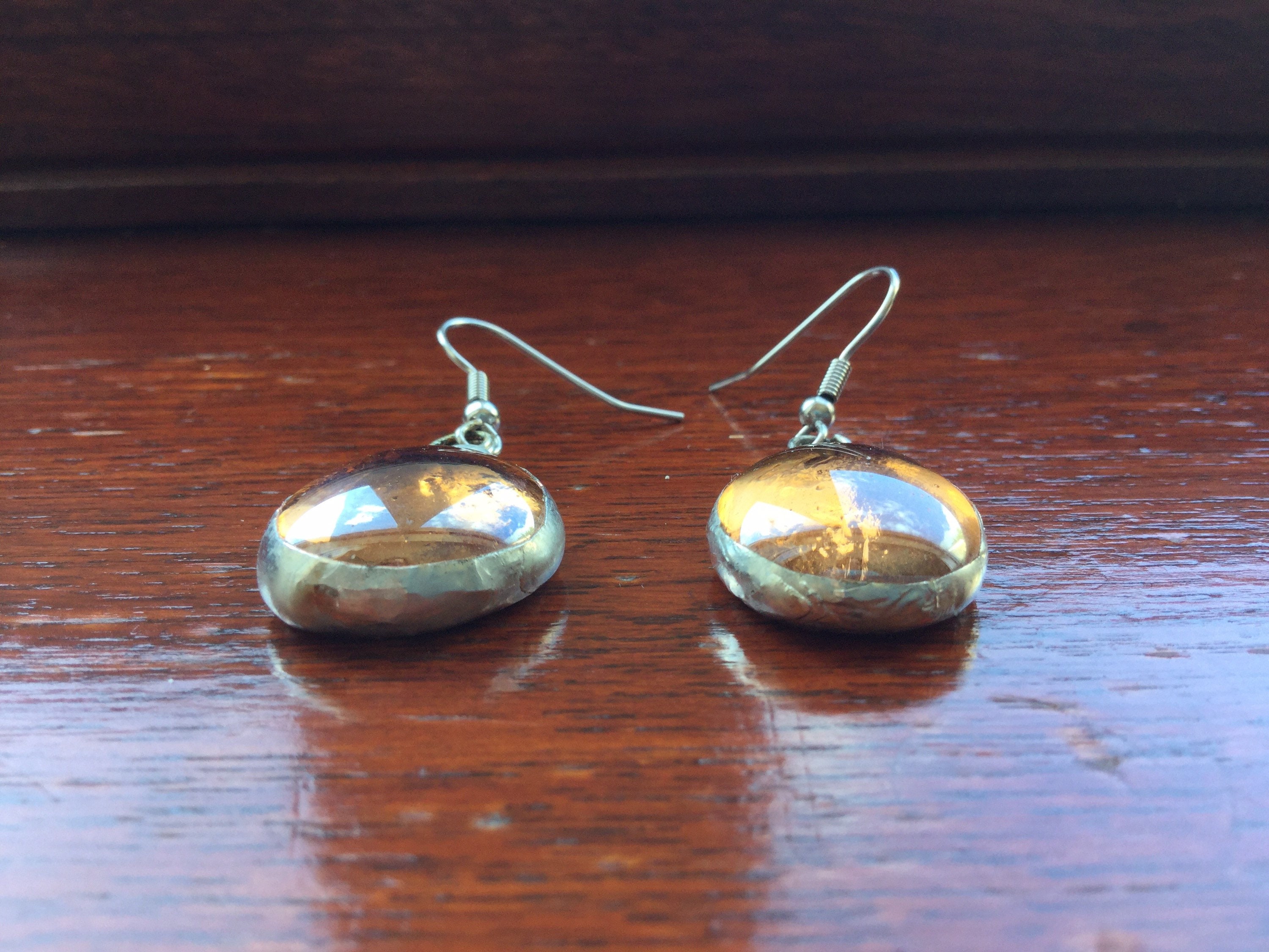 Subtle, Delicately Pretty, Apricot Glass, Drop Earrings. Very Different ...