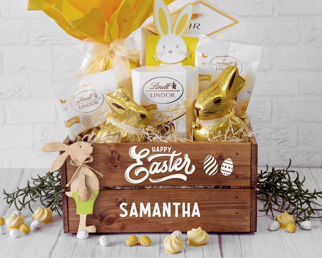 Personalised Easter Box With a Large Wooden Bunny Decoration | Easter Rabbit Gift Ideas for Kids ...
