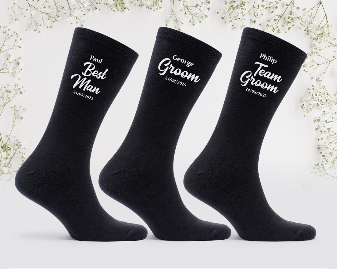 Personalised Wedding Socks for Groom and His Entourage, Personalised ...