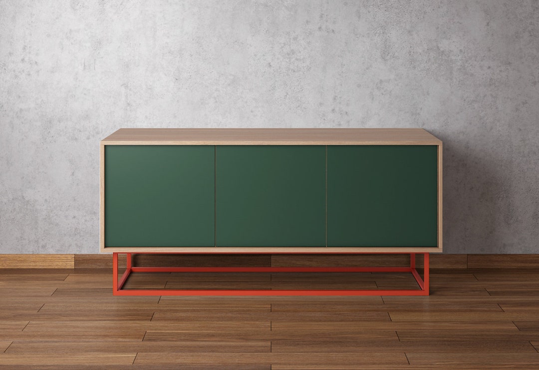Modern Sideboard, Custom-made - Natural Oak, Green - Etsy