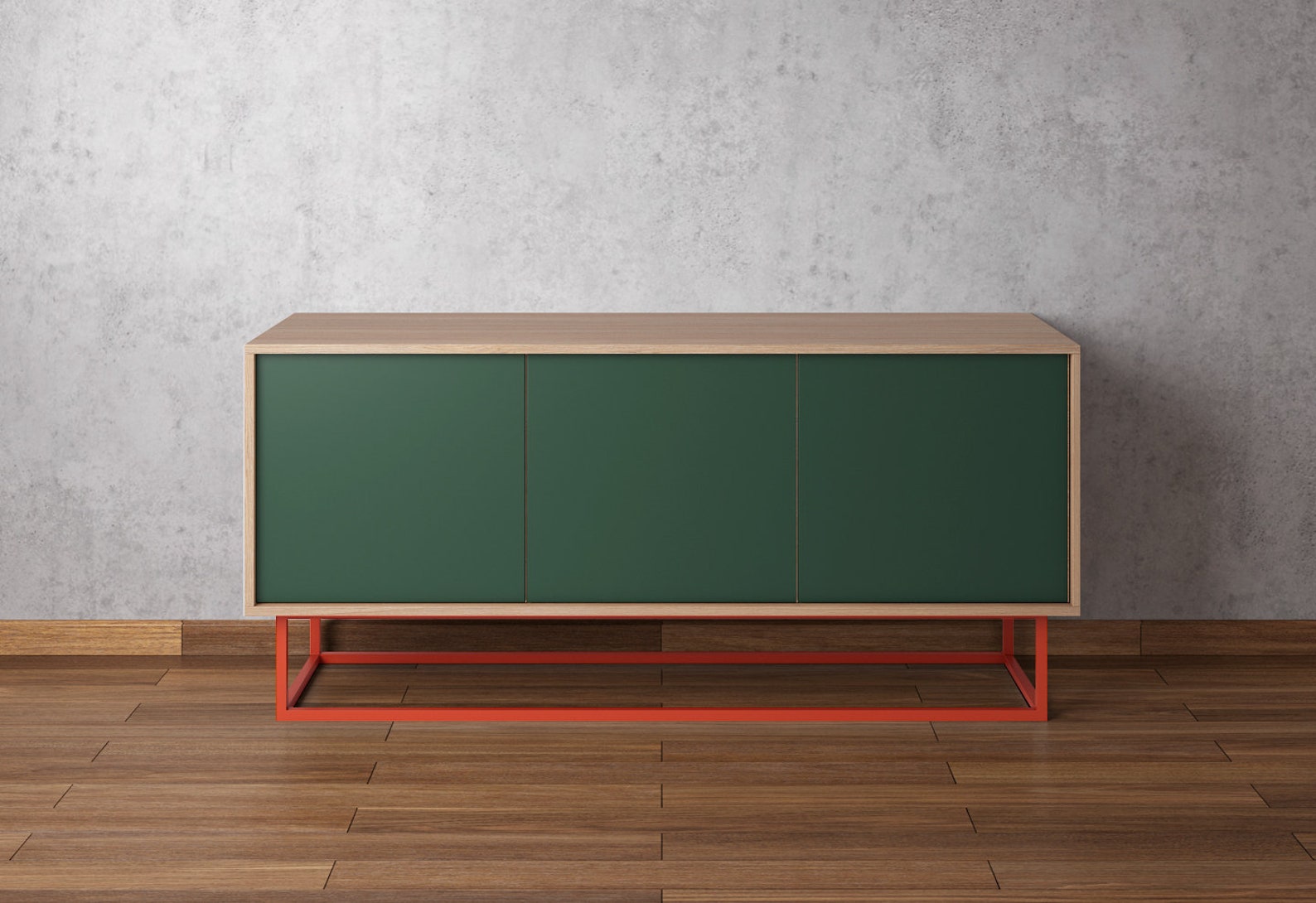 Modern Sideboard, Custom-made - Natural Oak, Green - Etsy