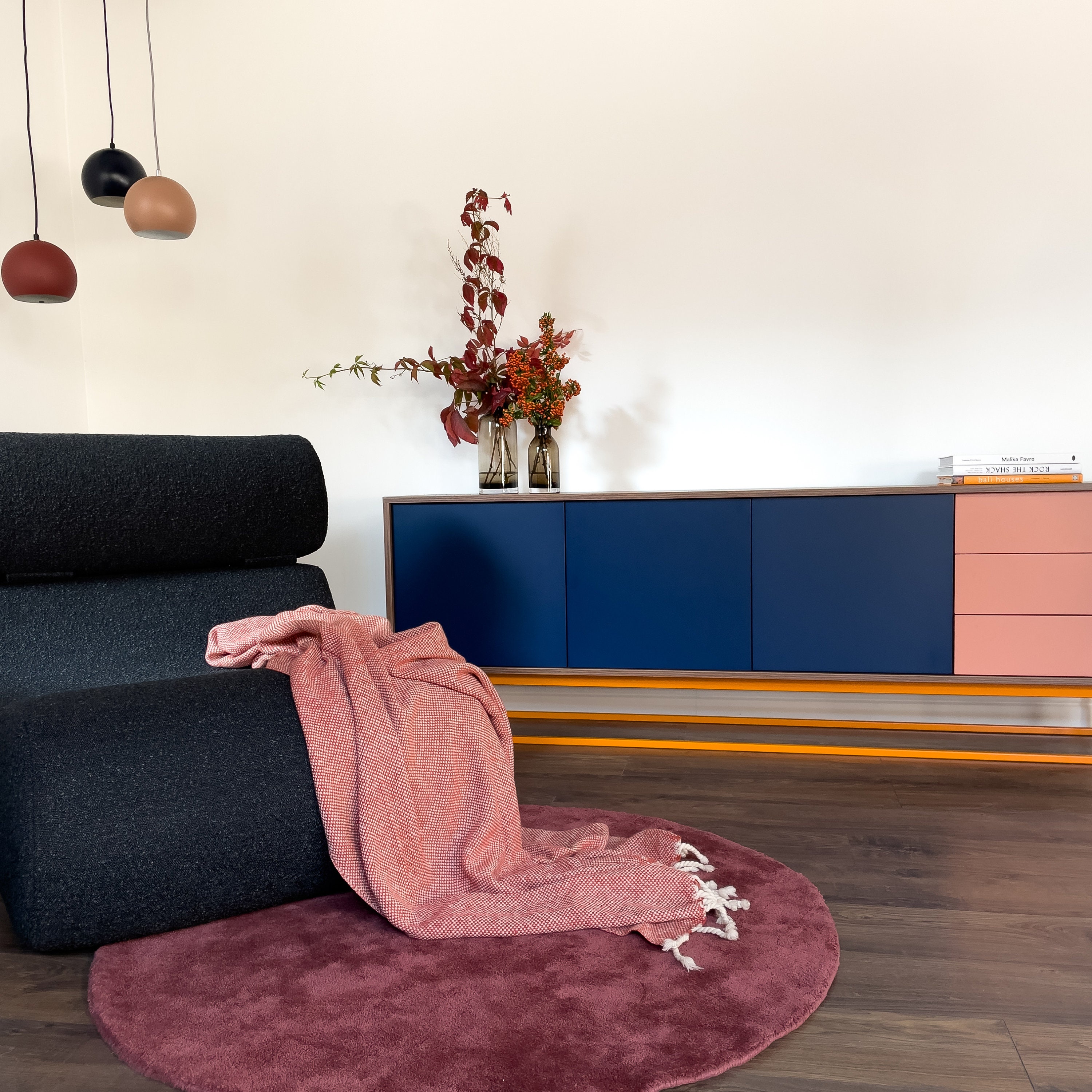 Modern, Blue and Walnut Sideboard - Etsy