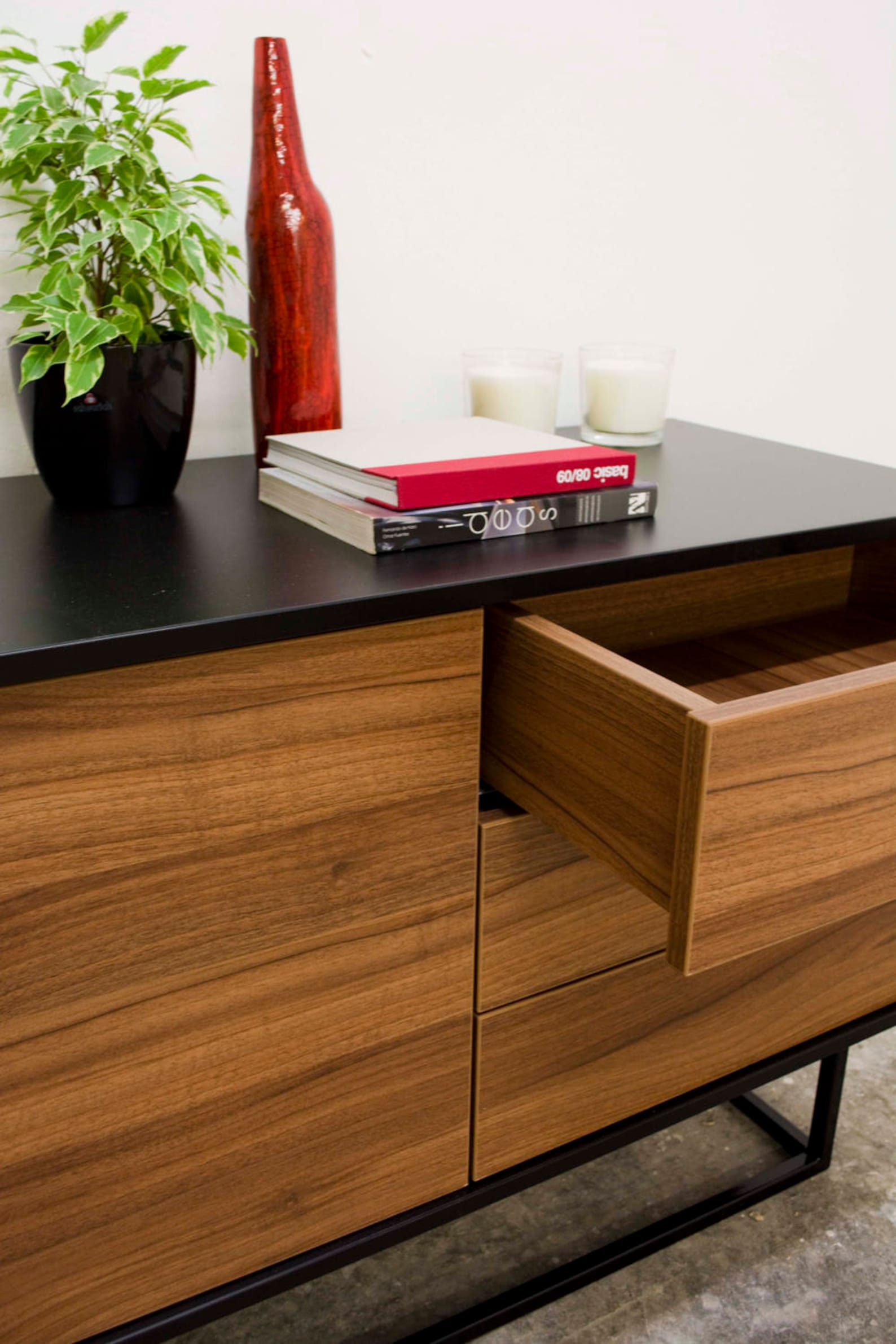 Sideboard Midcentury Modern Walnut Black - Etsy