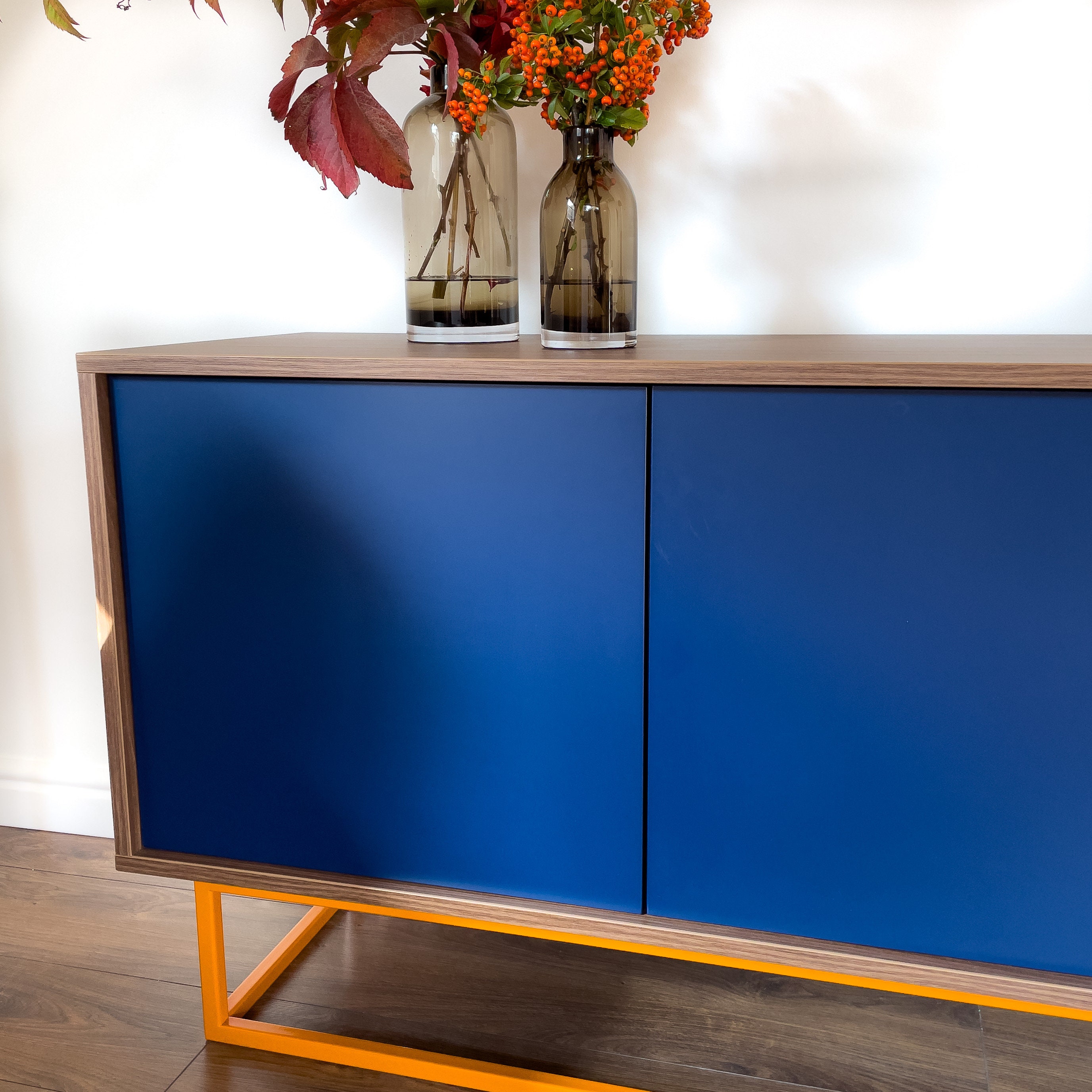 Modern, Blue and Walnut Sideboard - Etsy