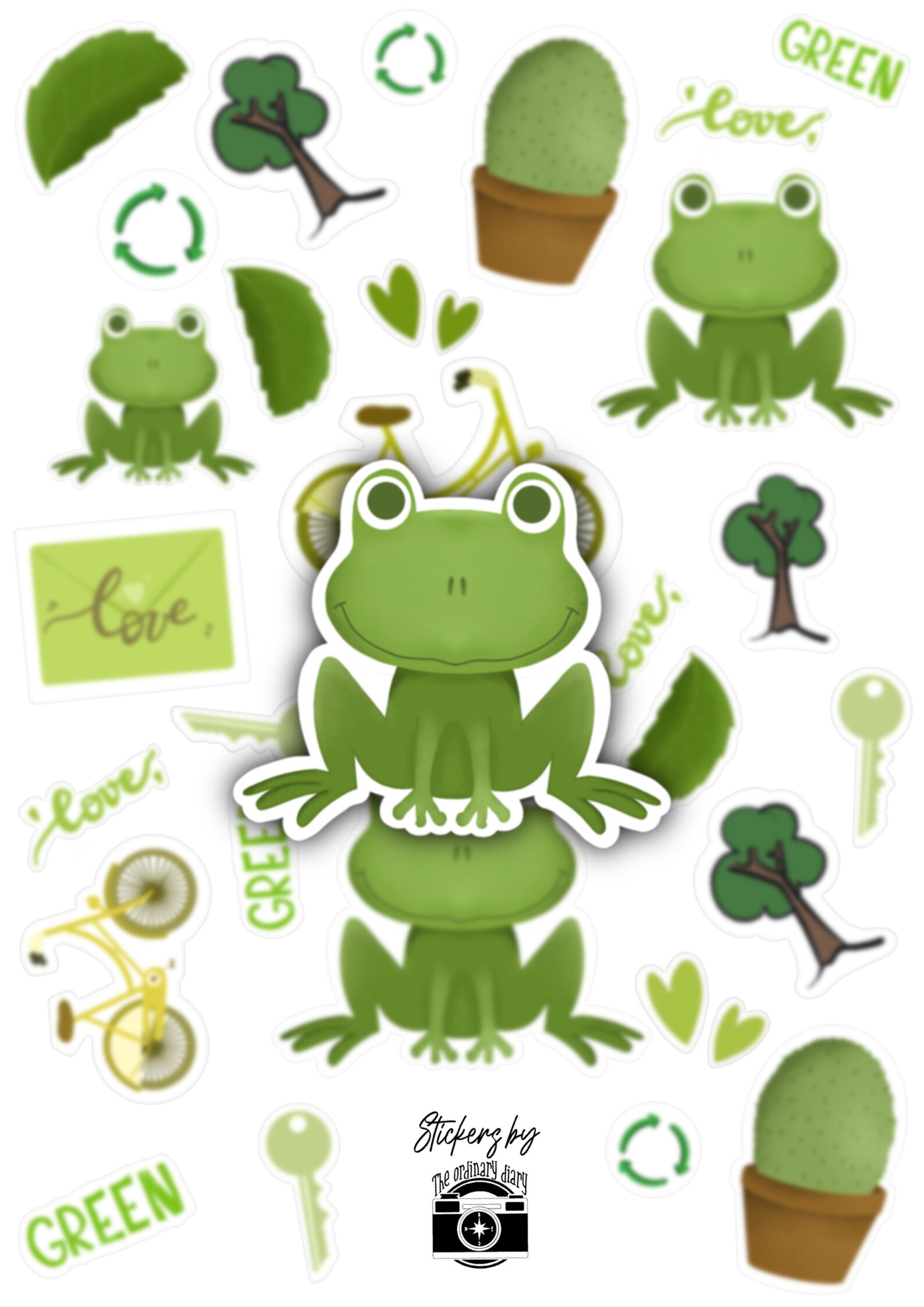 Green PRINTABLE STICKERS Stickers Lover Teenage Girl Gift - Etsy