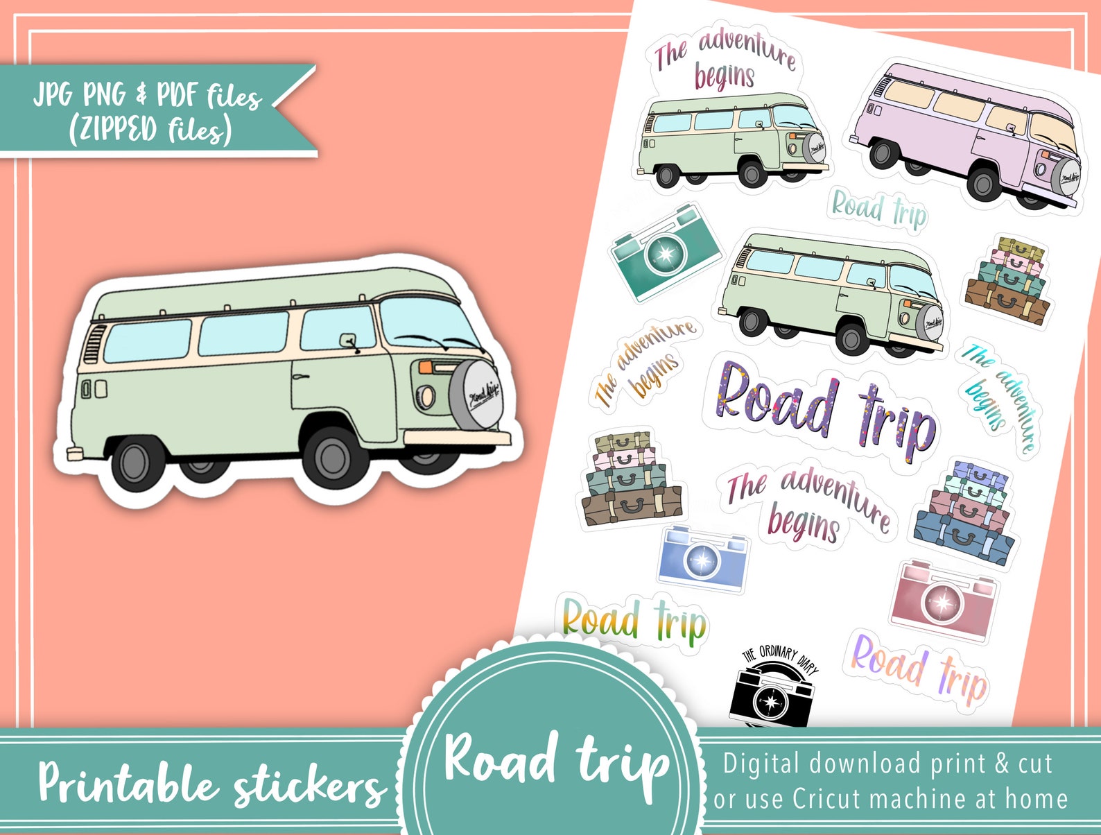 Road Trip PRINTABLE BUNDLE, Printable Stickers, Planners Stickers ...